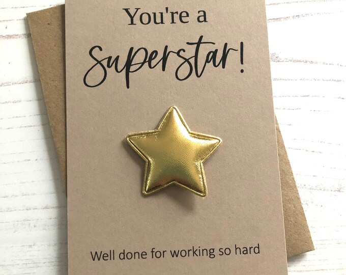 You’re a Superstar! Well Done for Working so Hard - Token Gold Star ...