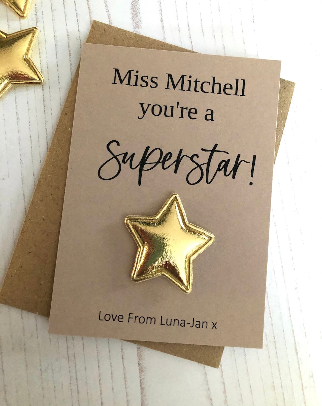 Personalised Teacher Gift, You’re a Superstar! - Token Gold Star - Gift ...