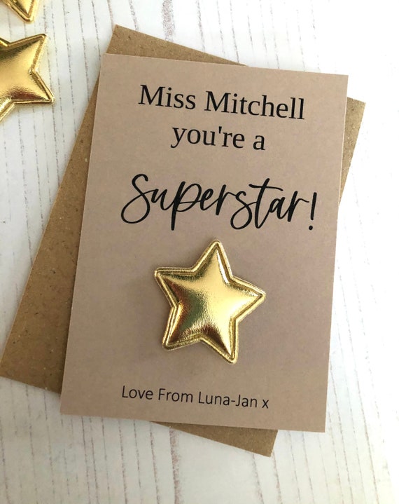 Personalised Teacher Gift Youre a Superstar Token Gold | Etsy