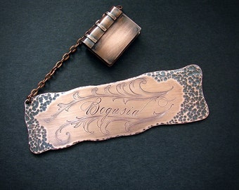 Copper Personalized Bookmark Quote Hand Stamped Original Book - Etsy