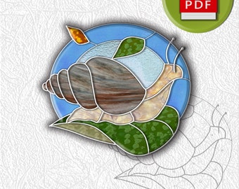 Stained Glass Snail Digital PDF Pattern Outline - Etsy