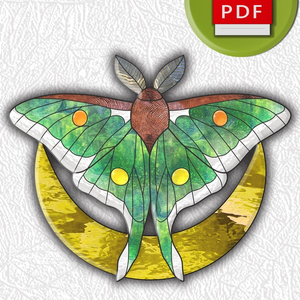 Luna Moon Moth Stained Glass Pattern - Etsy