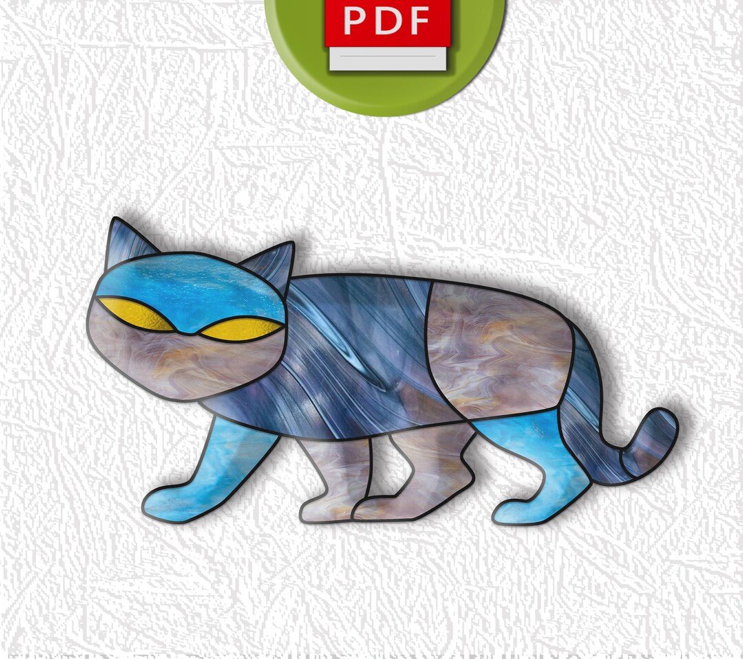 Cat Walking Stained Glass Digital Pattern Printable PDF - Etsy