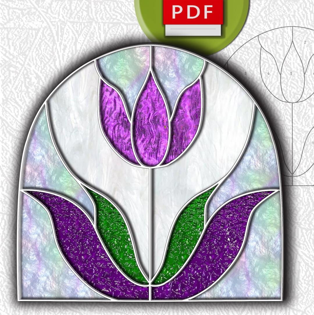 Retro Tulip Flower Stained Glass Pattern - Etsy