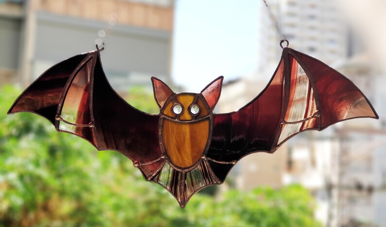 Bat Stained Glass Digital Pattern Suncatcher Window Hanging - Etsy UK
