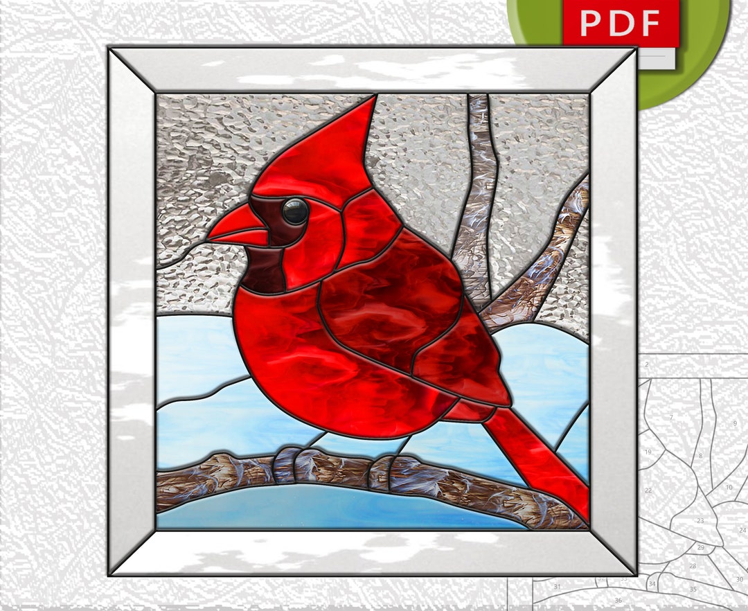 Red Cardinal Stained Glass Digital Pattern - Etsy