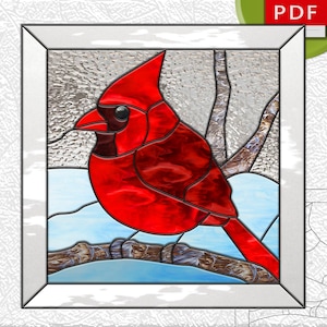 Red Cardinal Stained Glass Digital Pattern - Etsy