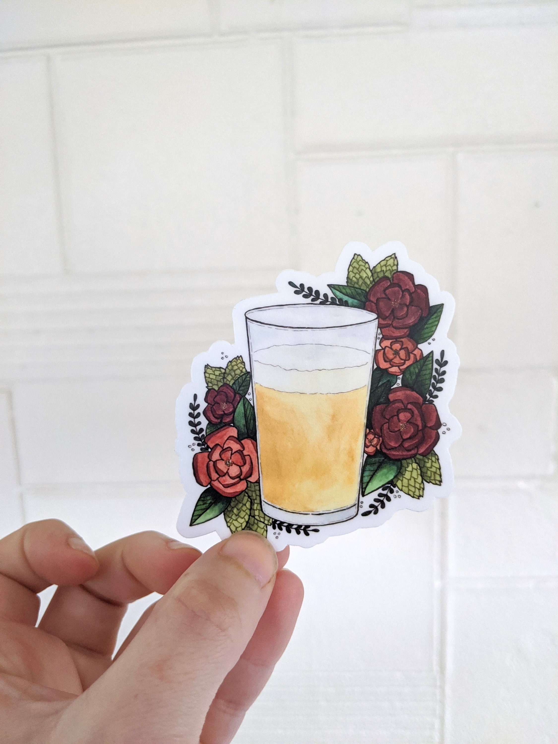 Light Beer IPA Floral Vinyl Sticker - Etsy UK
