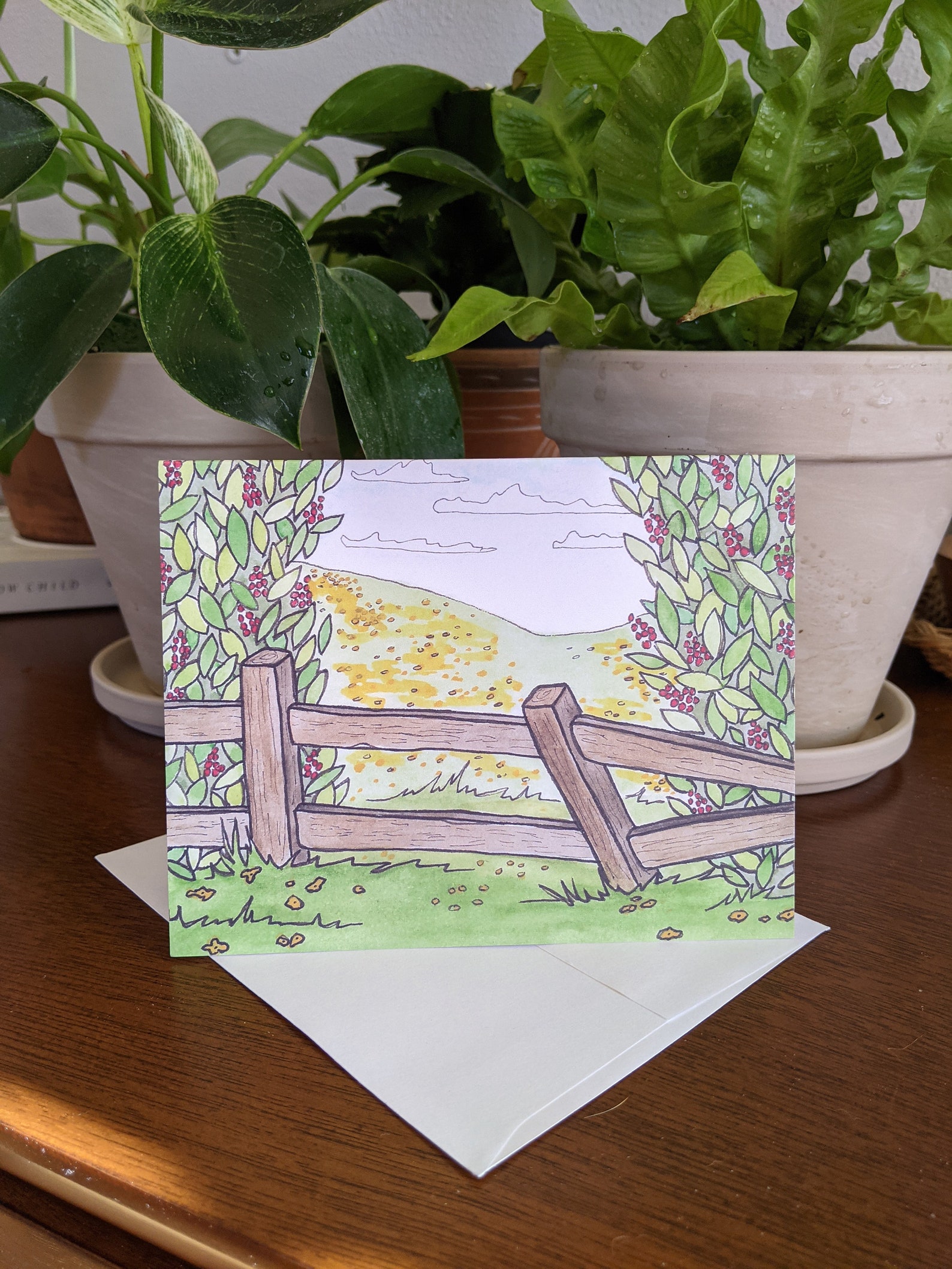 Flower Field Blank Greeting Card | Etsy