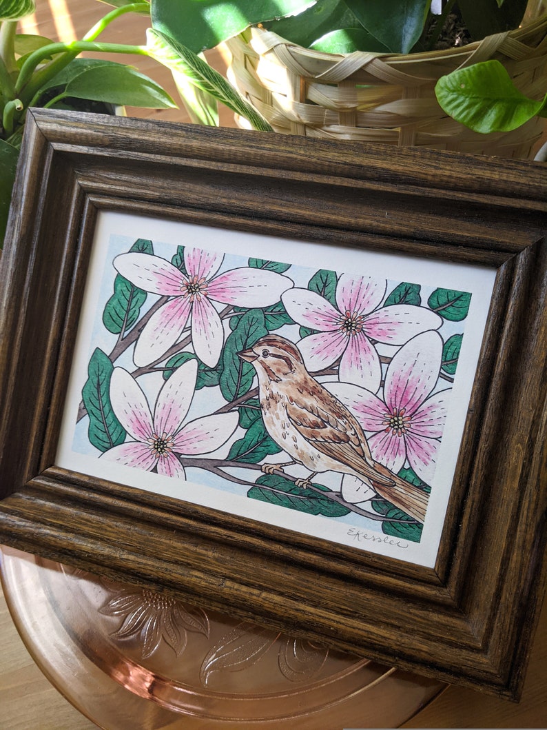 Spring Sparrow Watercolor Art Print - Etsy