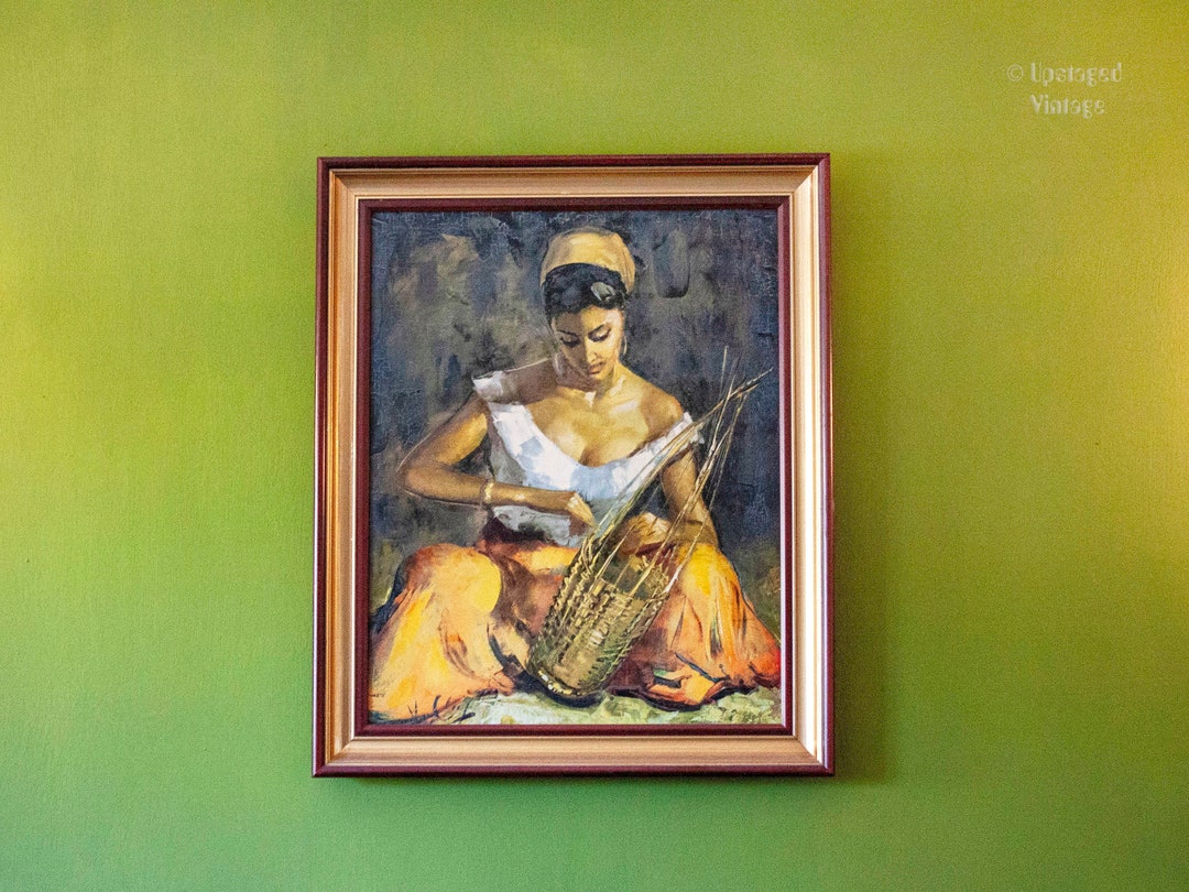 The Basket Weaver by Van Cleef 1960s French Vintage Framed Print - Etsy
