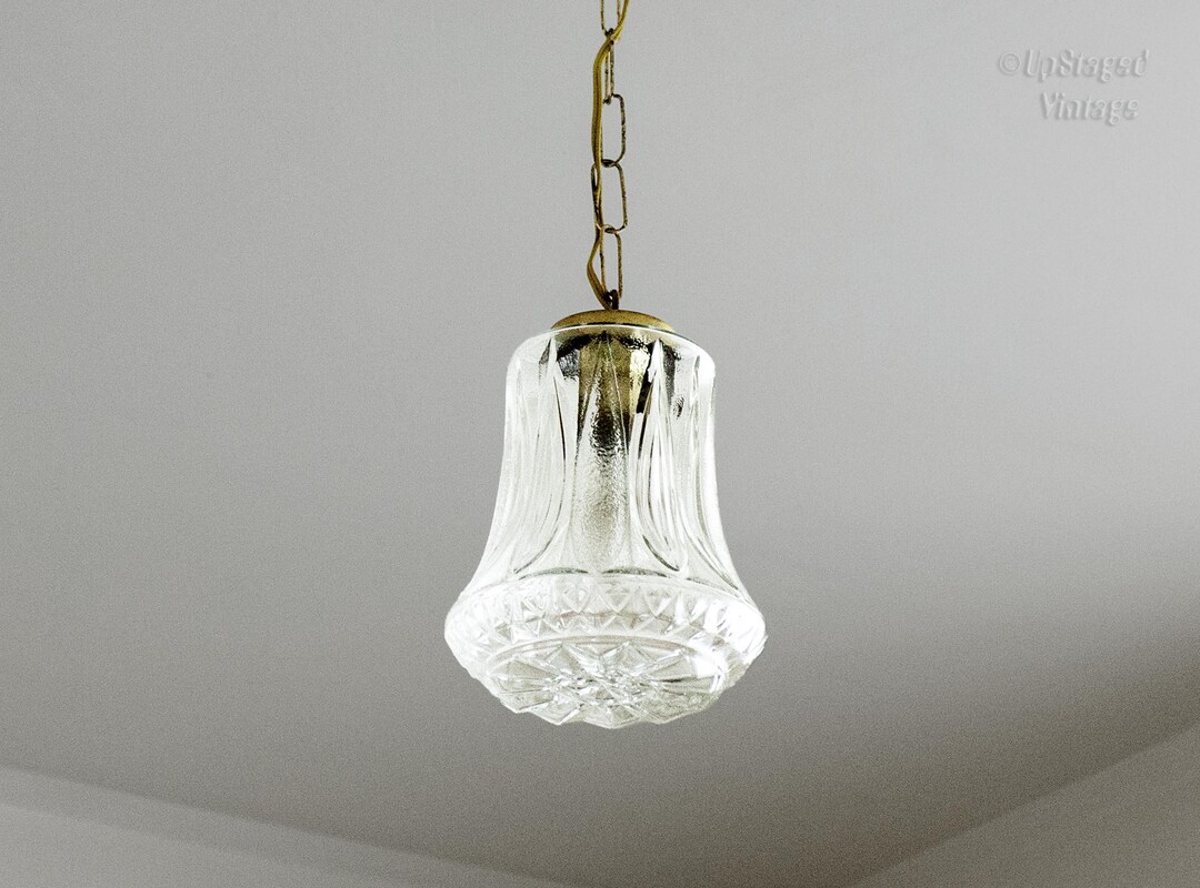 Clear Glass Pendant Light Fixture With Brass Fittings 1970s French ...