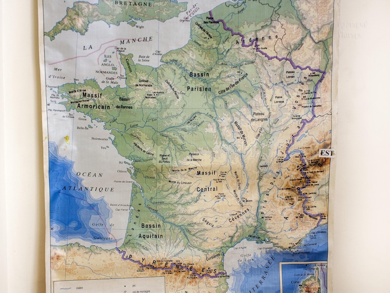 French School Wall Map of France Double Sided Vintage Dated 1990 - Etsy