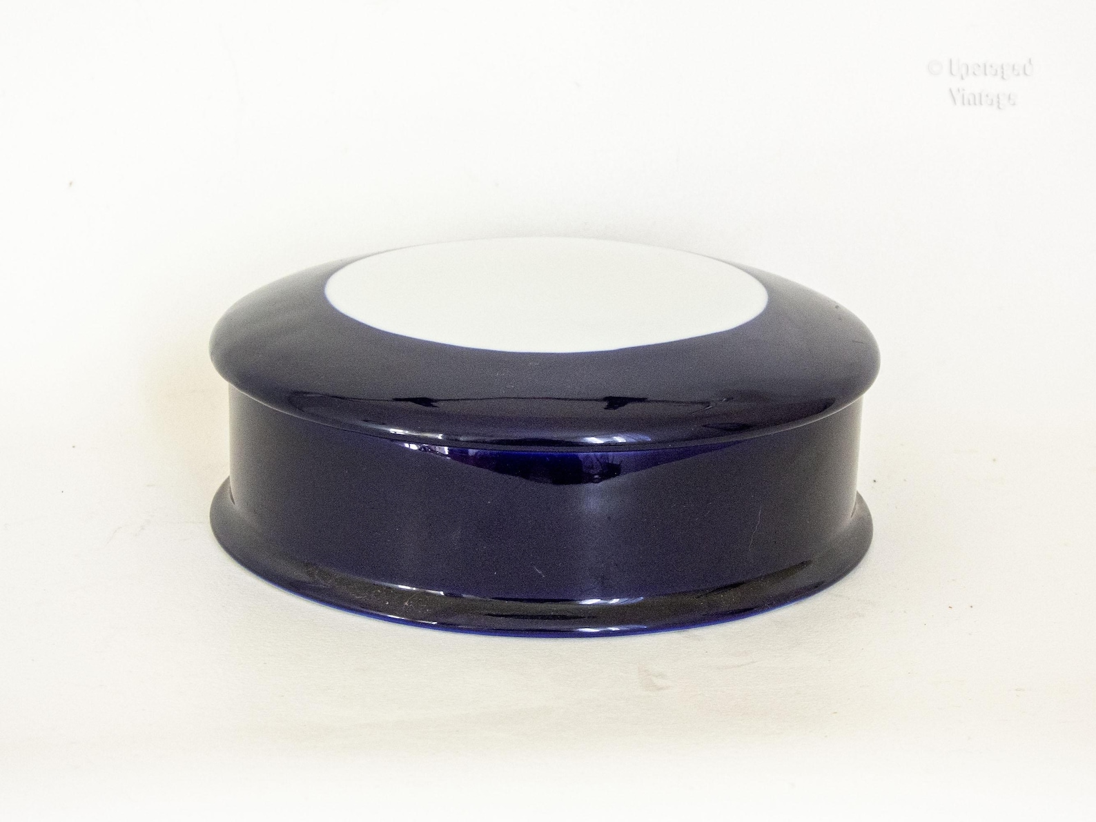 Limoges Porcelain Pot With Lid in Dark Blue and White Glaze French ...