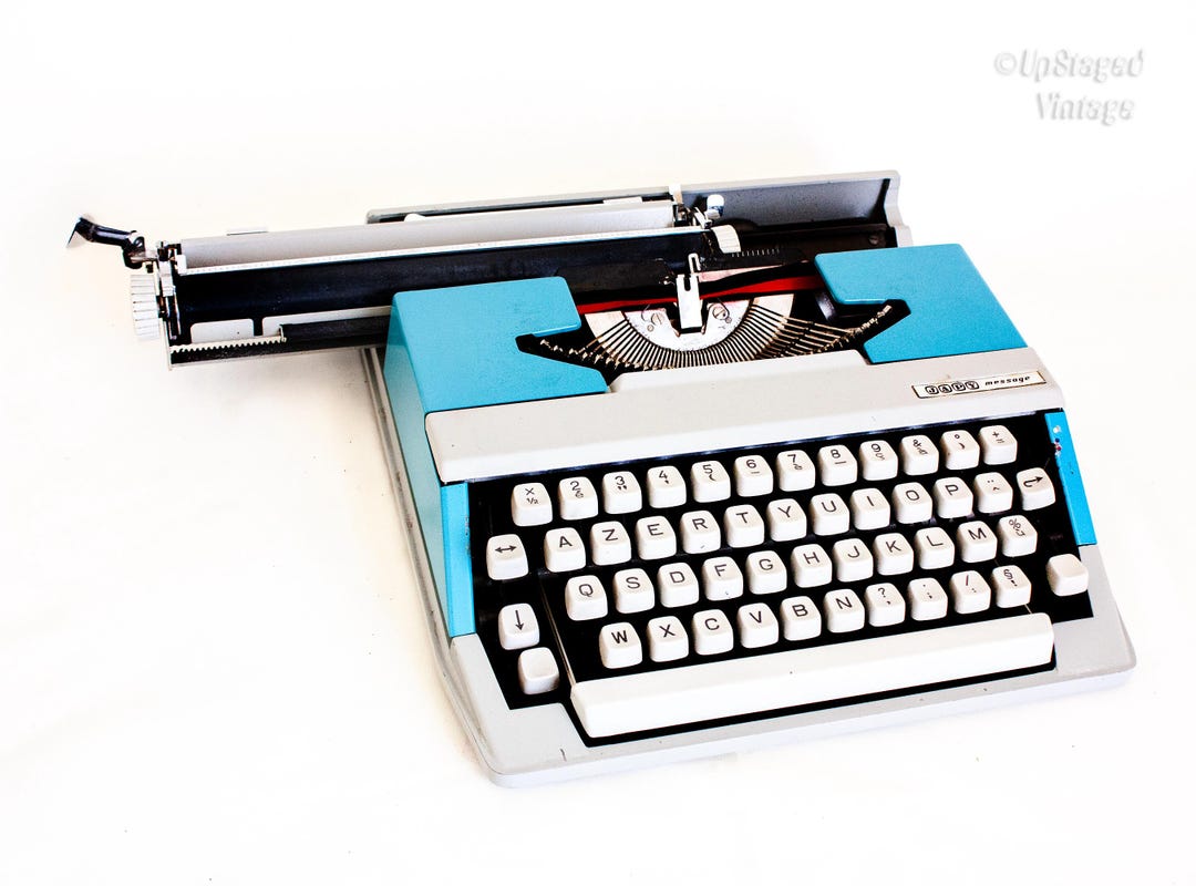 Vintage Typewriter 1960s Japy Message Turquoise Blue Portable ...