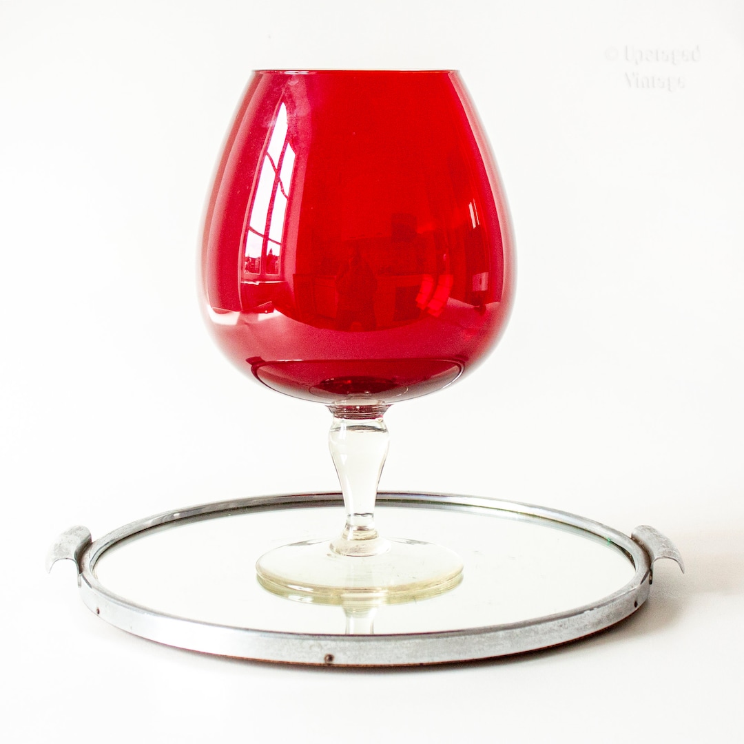 Red Empoli Brandy Balloon Snifter in Ruby Red Italian Glass 1970s ...