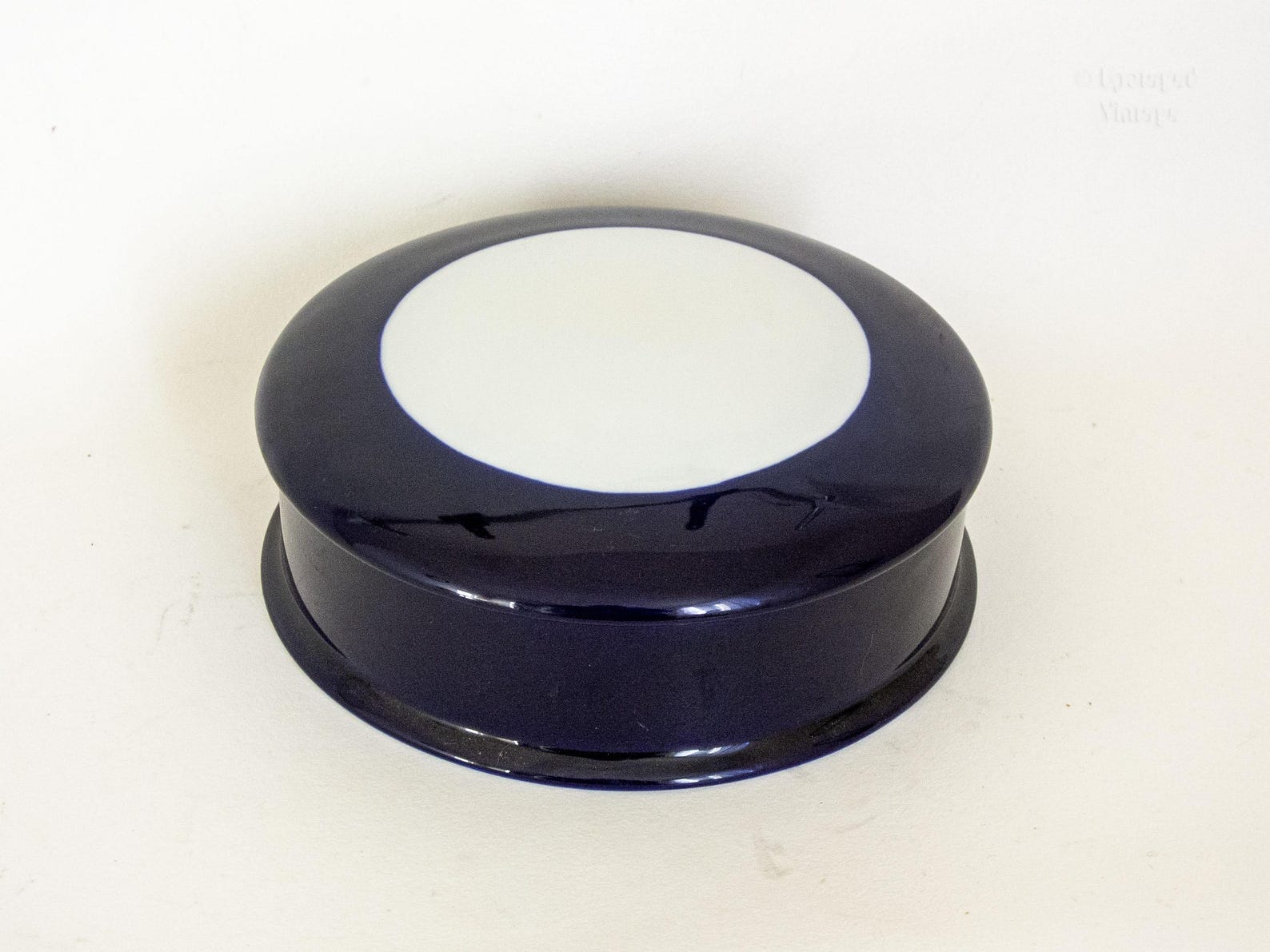 Limoges Porcelain Pot With Lid in Dark Blue and White Glaze French ...