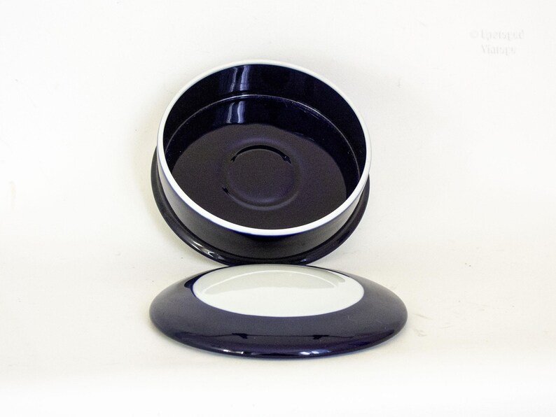 Limoges Porcelain Pot With Lid in Dark Blue and White Glaze French ...