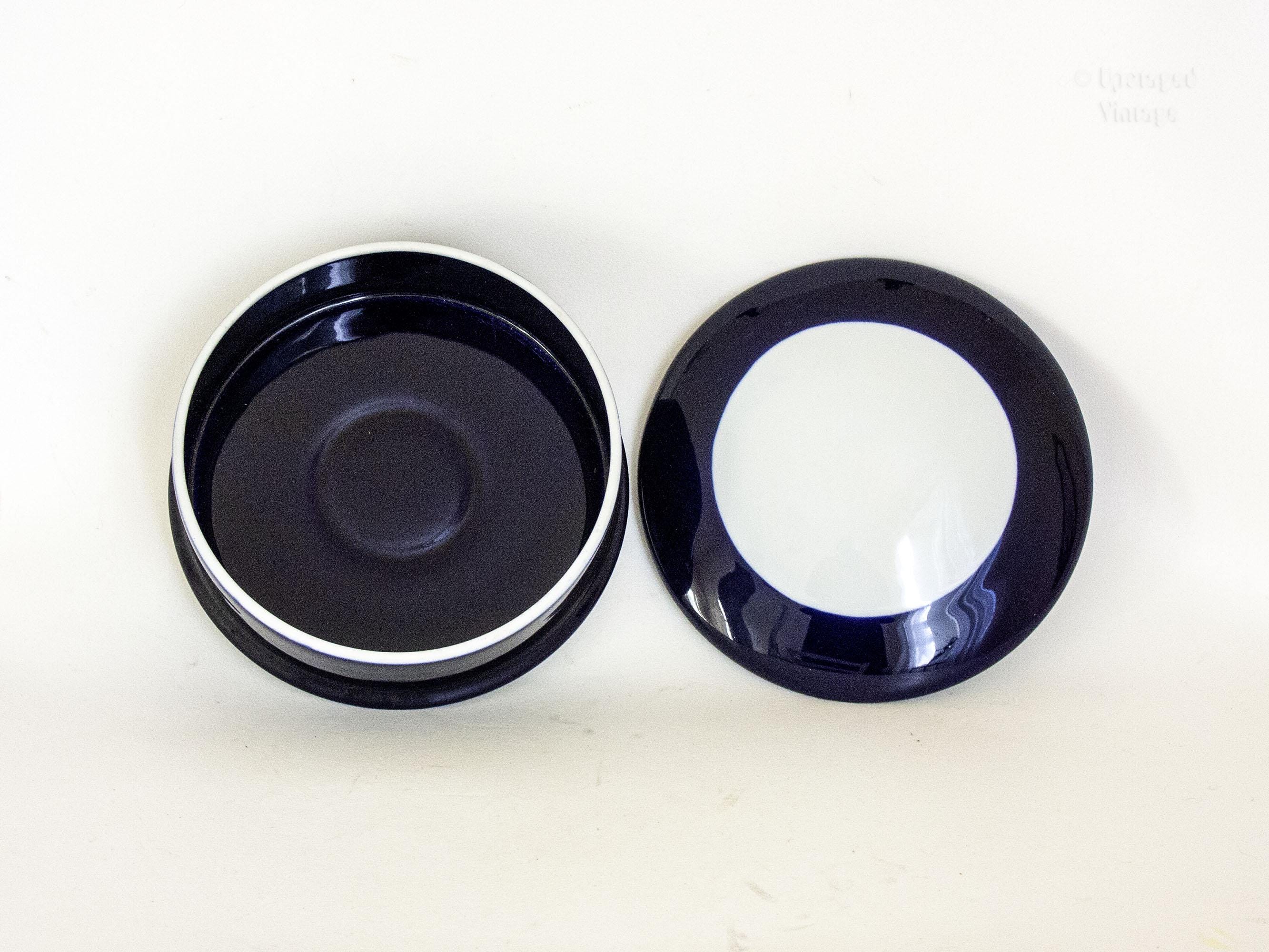 Limoges Porcelain Pot With Lid in Dark Blue and White Glaze French ...
