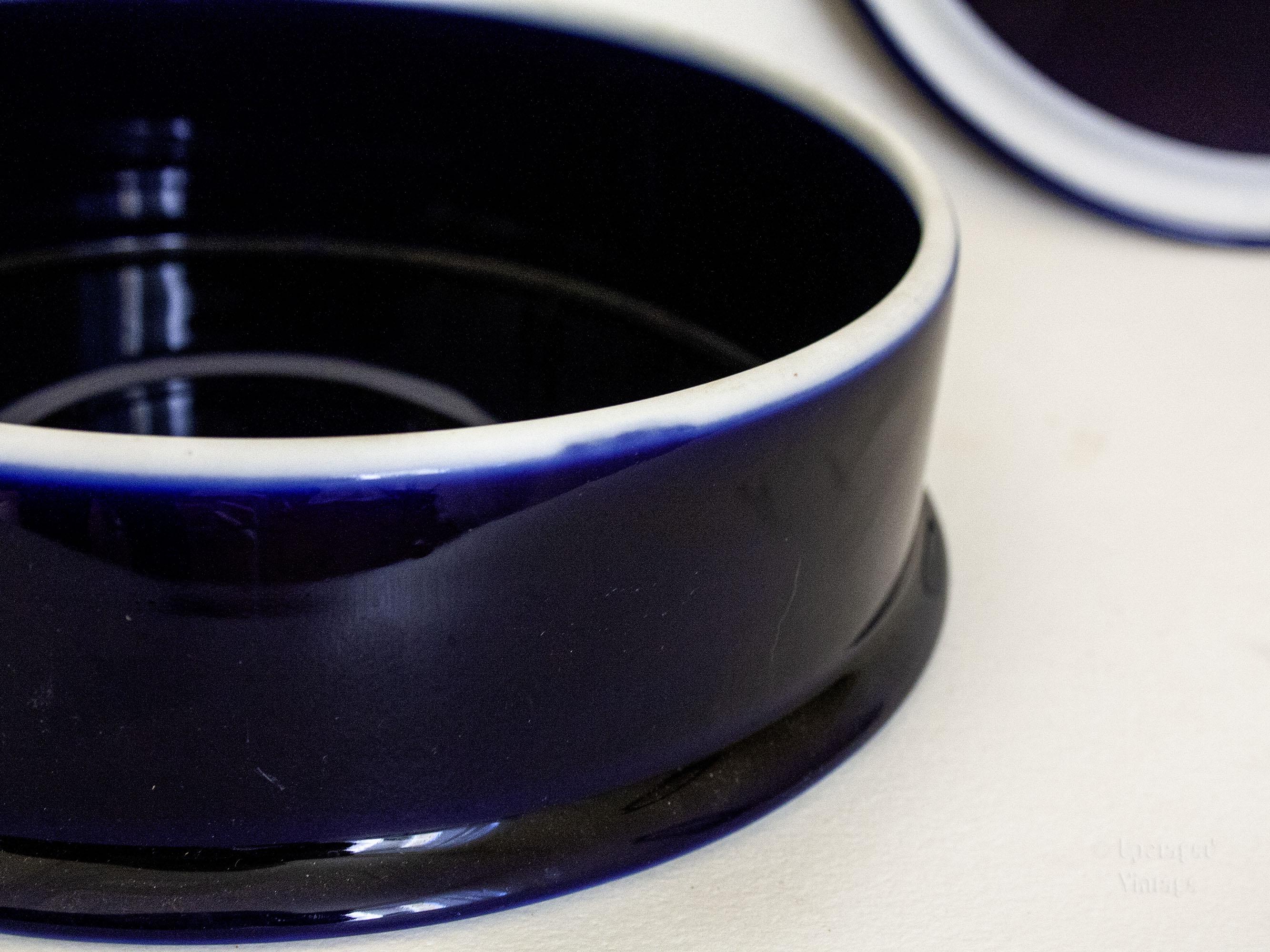 Limoges Porcelain Pot With Lid in Dark Blue and White Glaze French ...