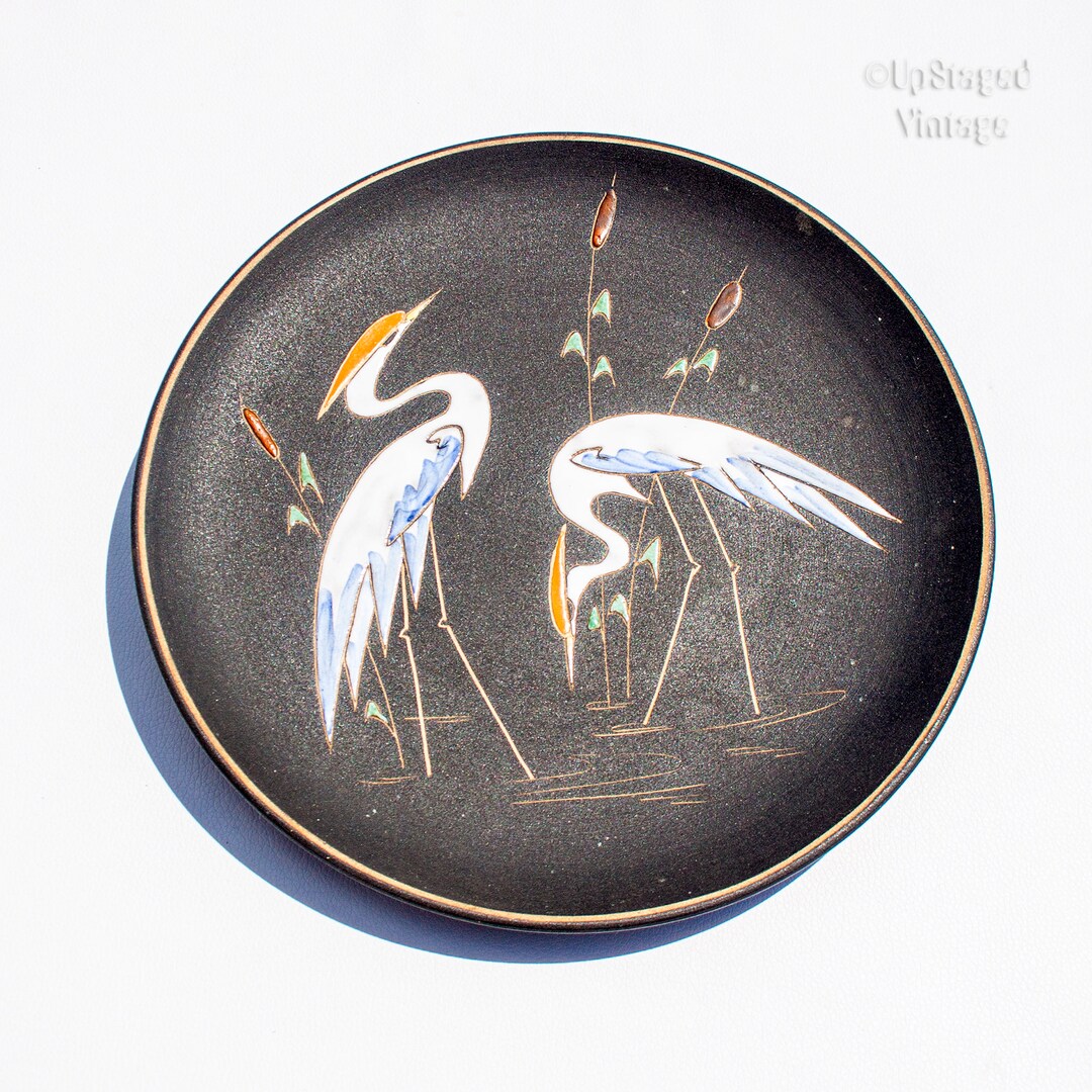RUSCHA Wall Plate 1950s Engobe Reiker Stork/crane Design Large Vintage ...
