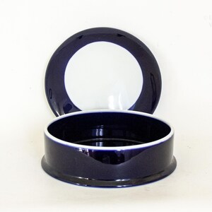 Limoges Porcelain Pot With Lid in Dark Blue and White Glaze French ...