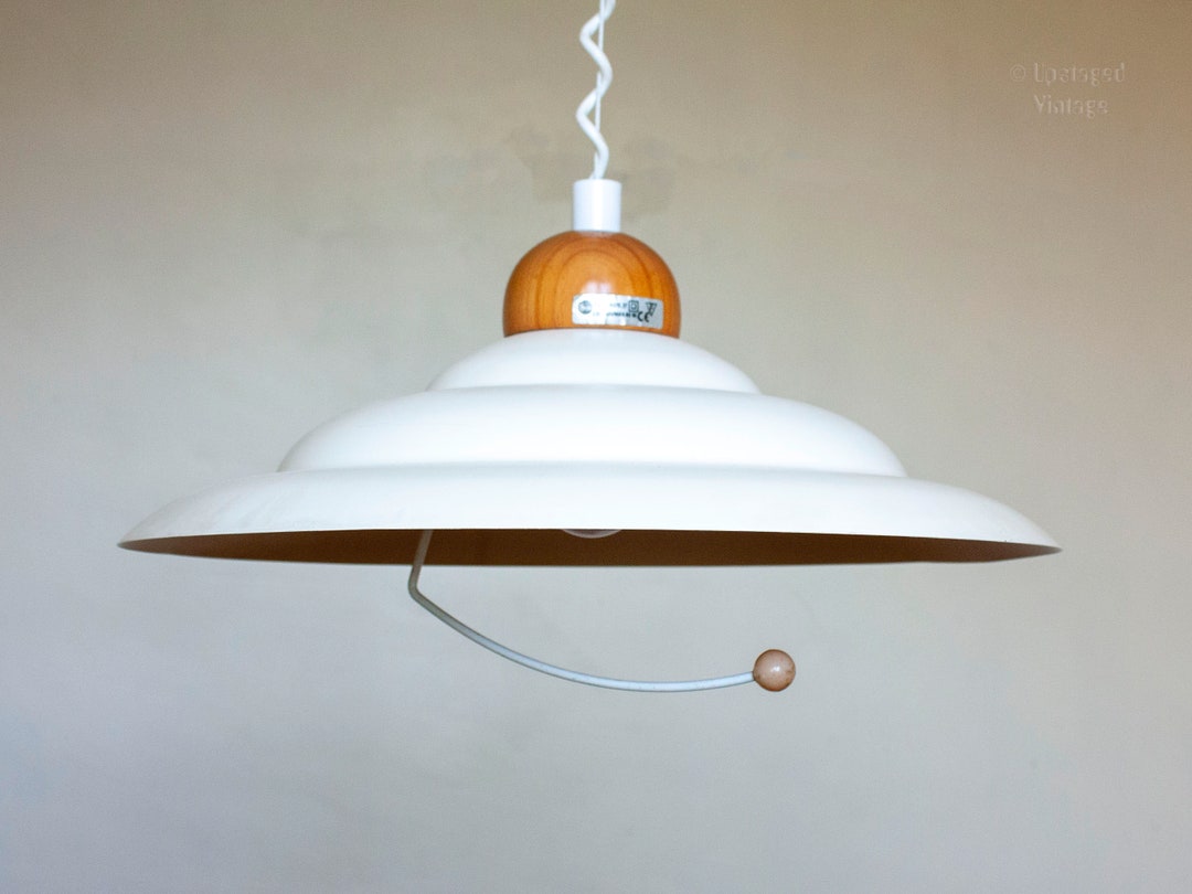 Rise and Fall Ceiling Light in Cream Metal 1970s/80s Vintage by GM ...