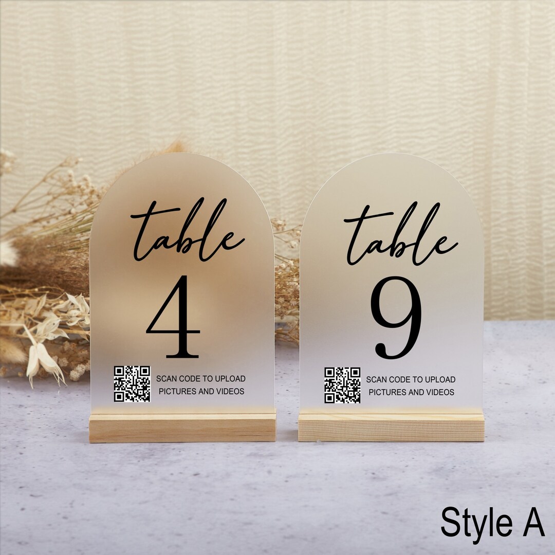 Wedding Table Numbers With QR Code, Table Numbers Wedding, Acrylic ...
