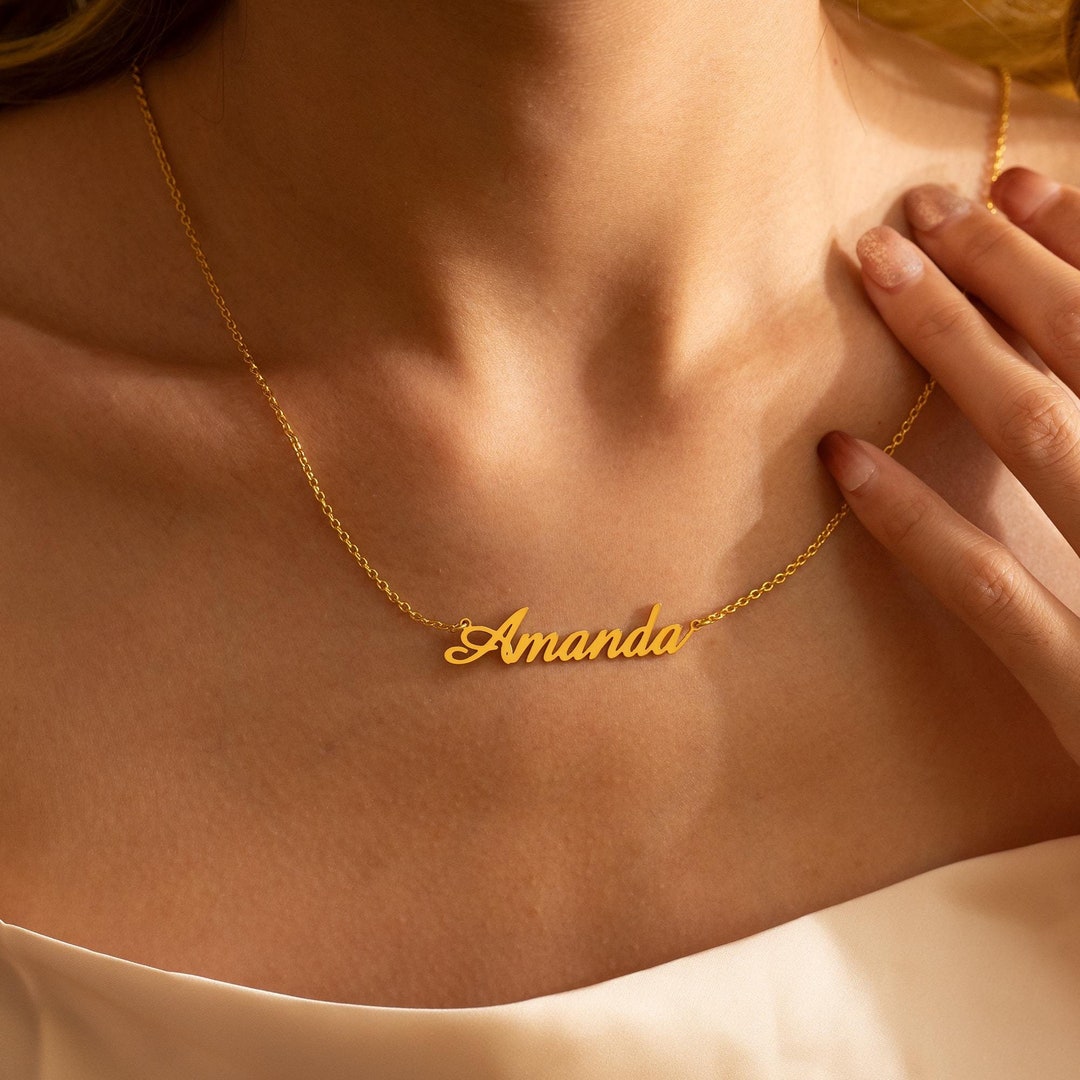 Custom Name Necklace, Gold Name Jewelry, Personalized Dainty Name ...