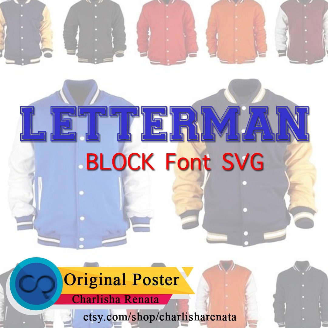 SVG Font W/numbers Letterman Font BLOCK Cricut DXF Silhouette Digital ...