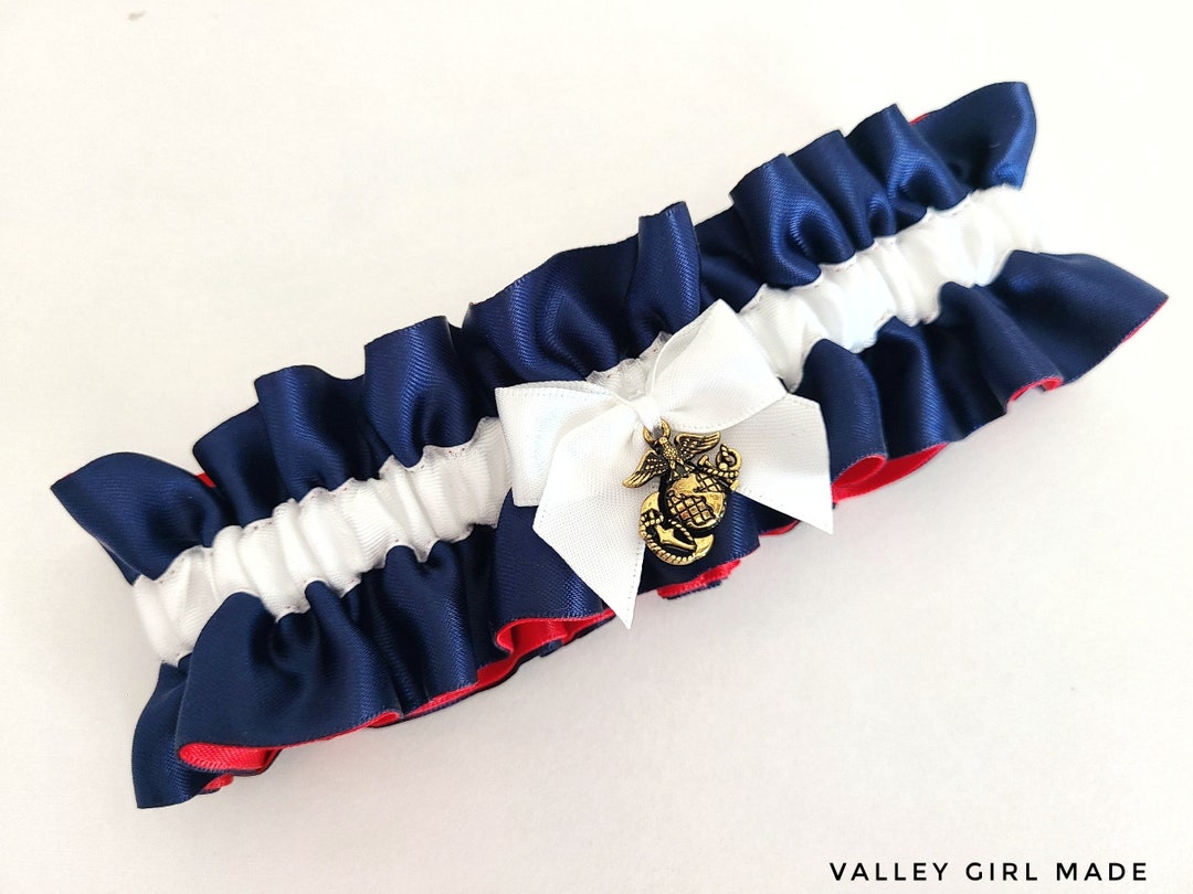 USMC Dress Blues Satin Garter: Marine Wedding Keepsake With EGA Charm ...