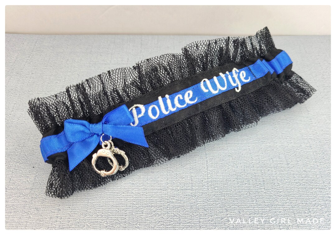 Police Wife Garter Black Police Bridal Garter Blue Line - Etsy