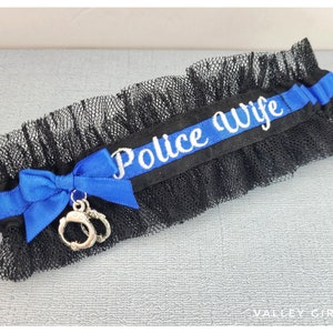 Police Wife Garter Black Police Bridal Garter Blue Line - Etsy