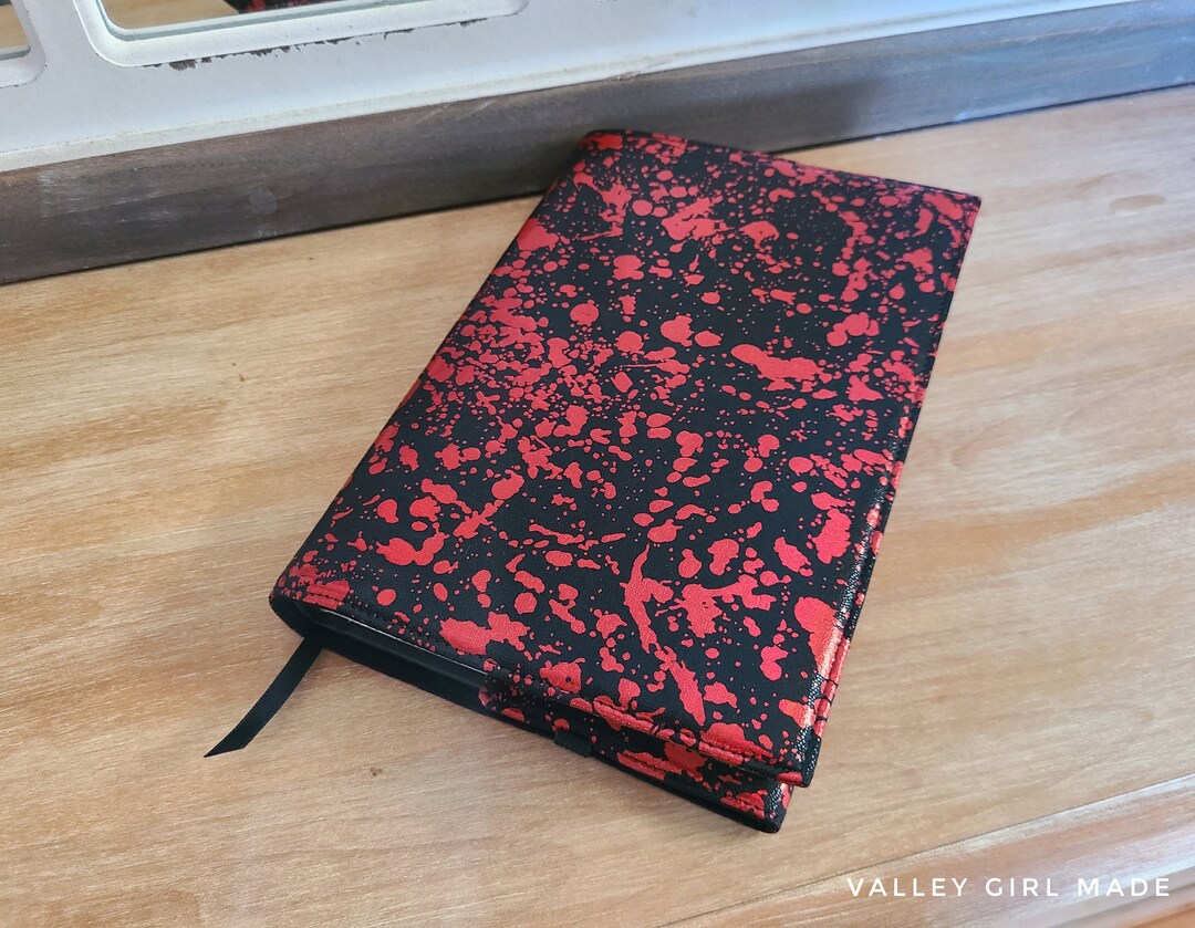 Adjustable Book Cover - Blood Splatter Horror Book Cover - Goth Book ...
