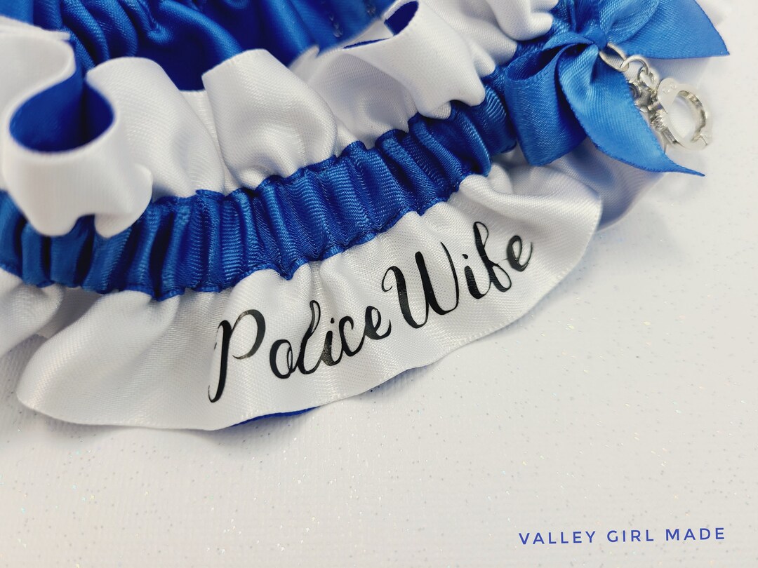 Police Wife Garter - White & Royal Blue | Police Bridal Garter | Blue ...