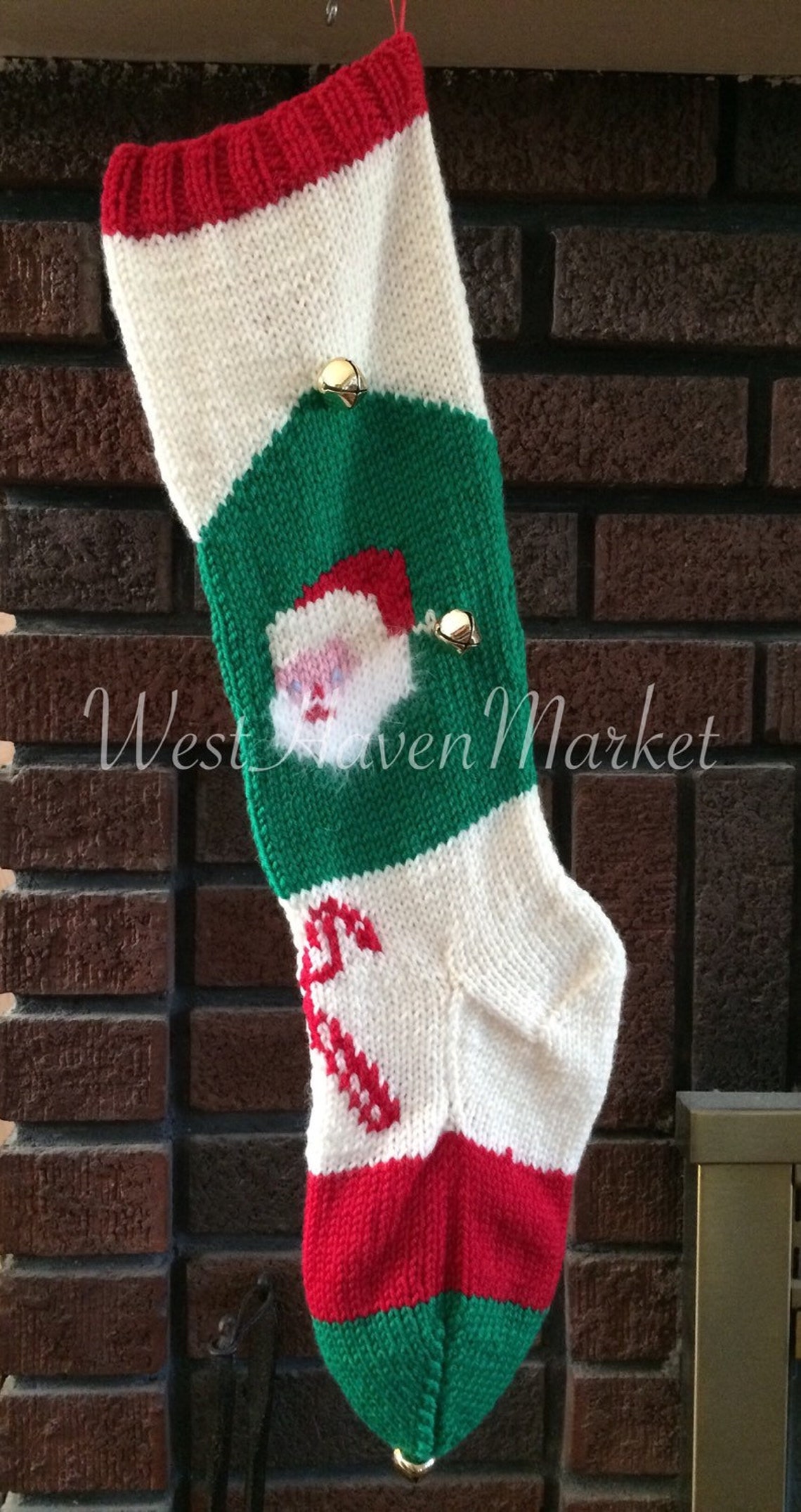 PATTERN for Vintage Santa and Candy Canes Christmas Stocking Pattern ...