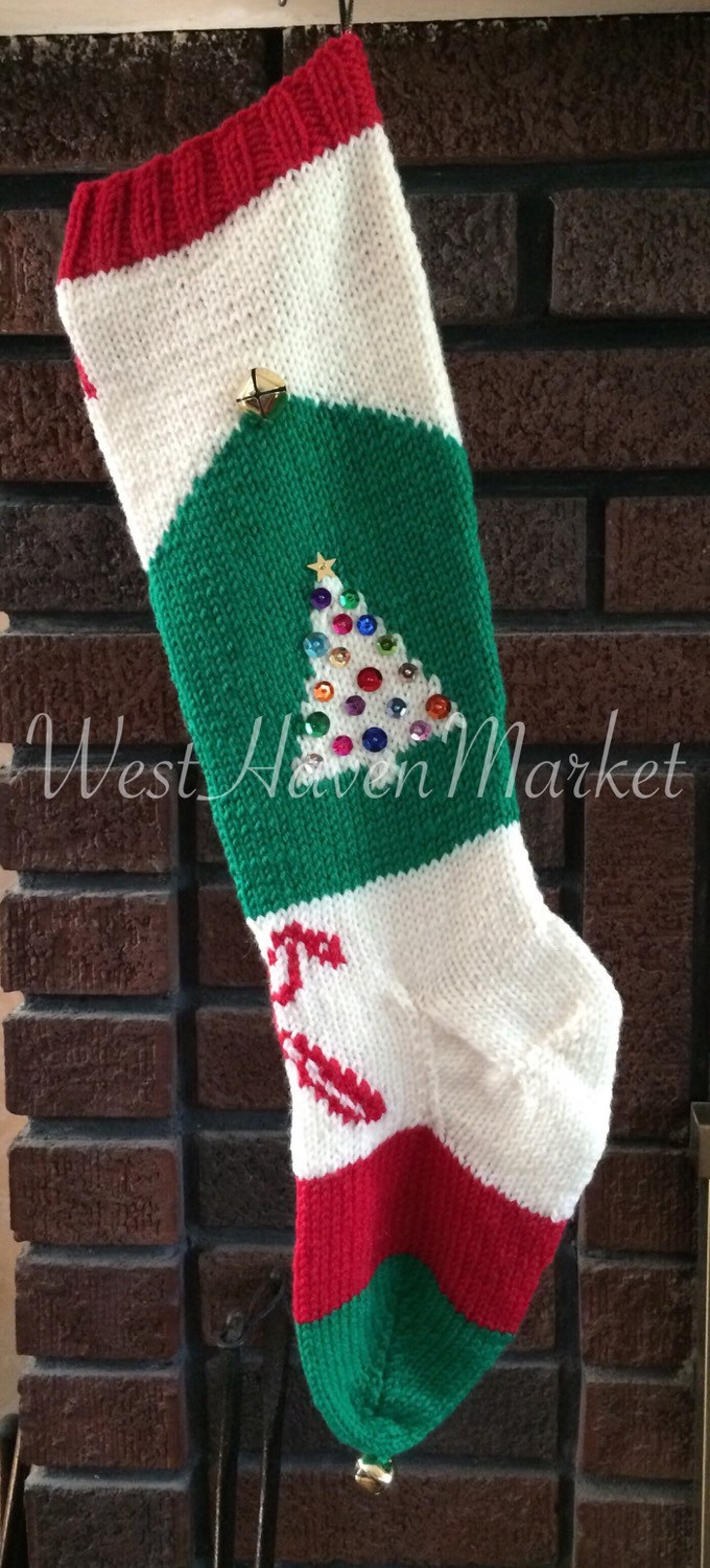 PATTERN for Vintage Santa and Candy Canes Christmas Stocking | Etsy