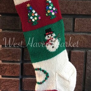 PATTERN for Vintage Christmas Trees and Snowman Stocking -HARD COPY ...