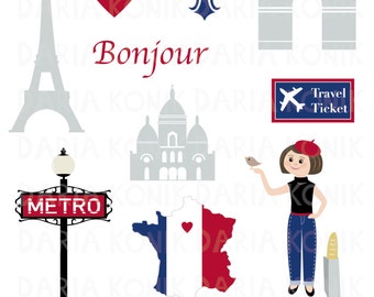 Paris Clip Art Set | Etsy