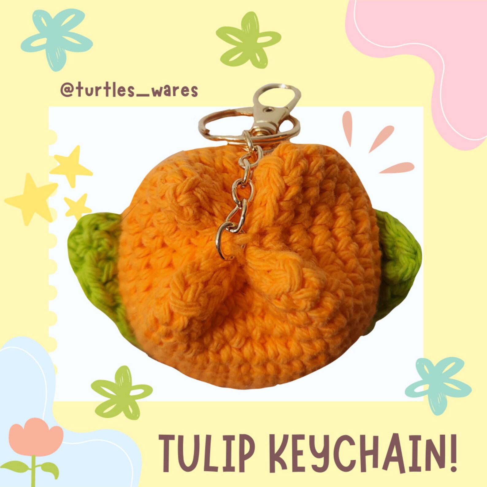 Crochet Tulip Keychain Orange - Etsy