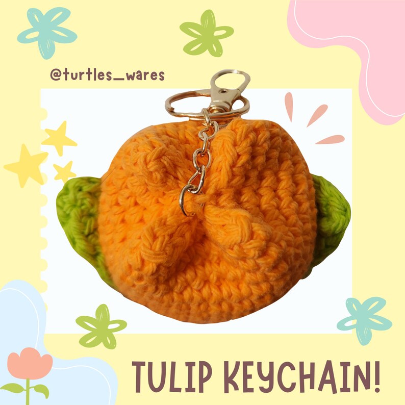 Crochet Tulip Keychain - Orange - Etsy