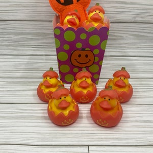 Pumpkin Mini Rubber Ducks Set of 5 With Lollipop and Gift Box ...