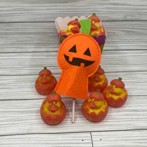 Pumpkin Mini Rubber Ducks Set of 5 With Lollipop and Gift Box ...