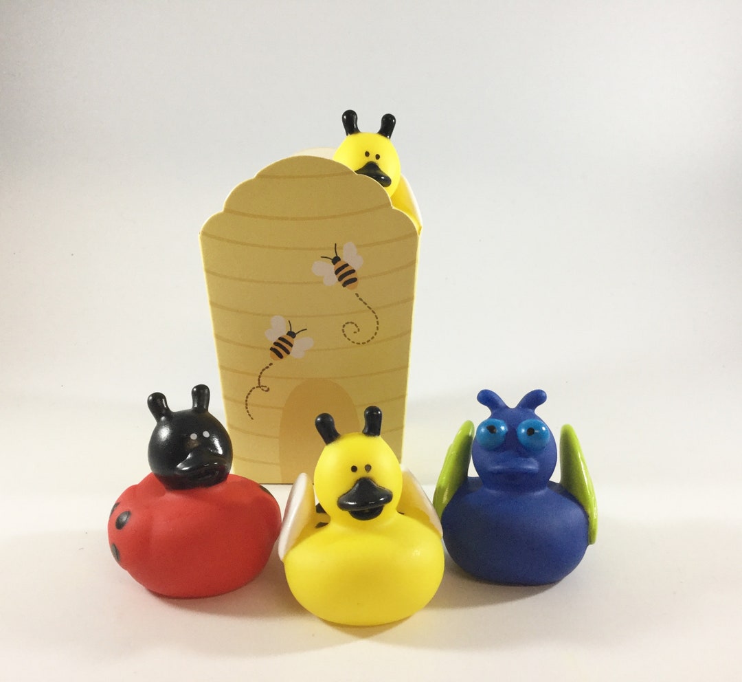 Insect Rubber Ducks (set of 3), Bee, Ladybug, Firefly, Party Favors ...