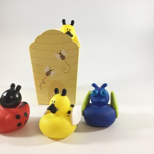 Insect Rubber Ducks (set of 3), Bee, Ladybug, Firefly, Party Favors ...