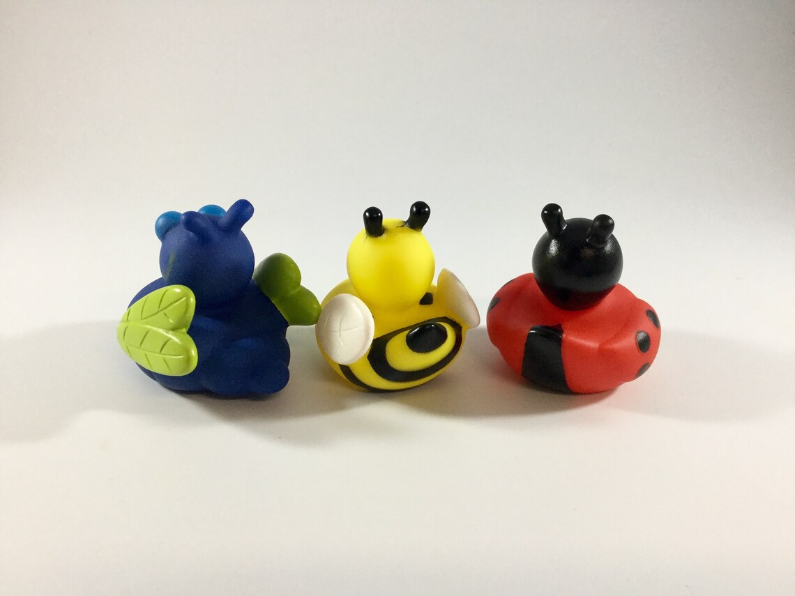 Insect Rubber Ducks set of 3 Bee Ladybug Firefly party | Etsy