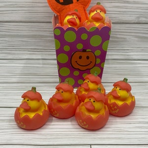Pumpkin Mini Rubber Ducks Set of 5 With Lollipop and Gift Box ...
