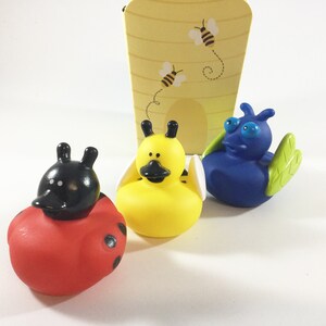 Insect Rubber Ducks (set of 3), Bee, Ladybug, Firefly, Party Favors ...