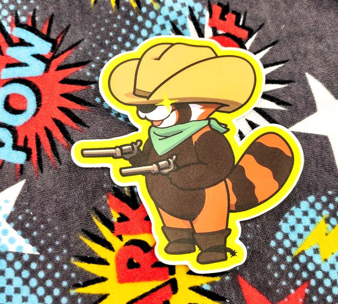Furry Red Panda Cowboy Vinyl Sticker - Etsy