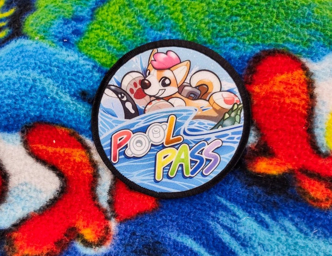 Furry Printed Embroidered Patch - Pool Toy Pass - Etsy